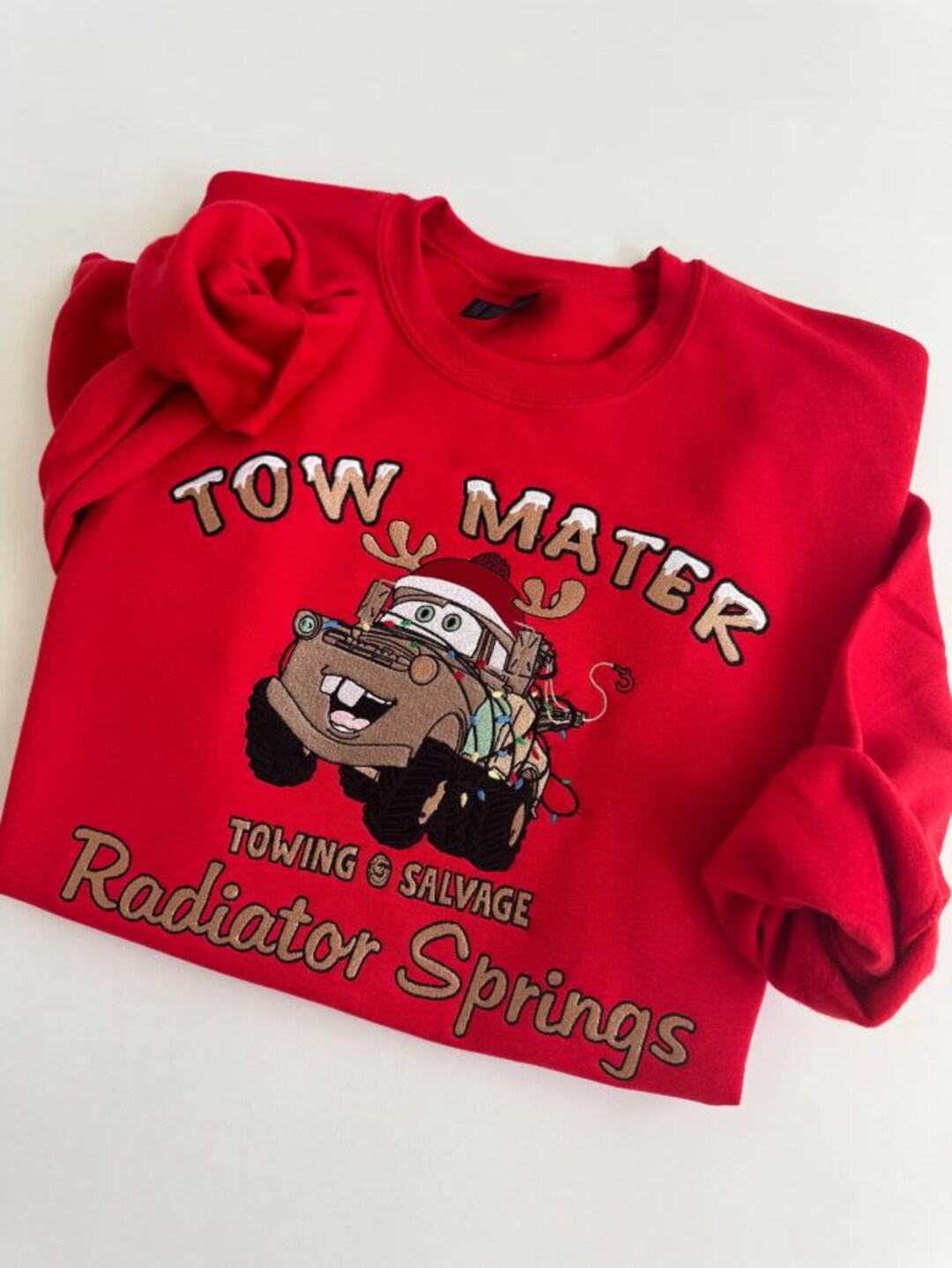 Embroidered Tow Mater Christmas Sweatshirt, Cars Disney Embroidery ...