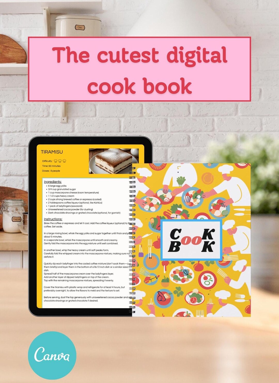 DIGITAL COOKBOOK TEMPLATE for Homemade Recipes Design by Canva - Etsy
