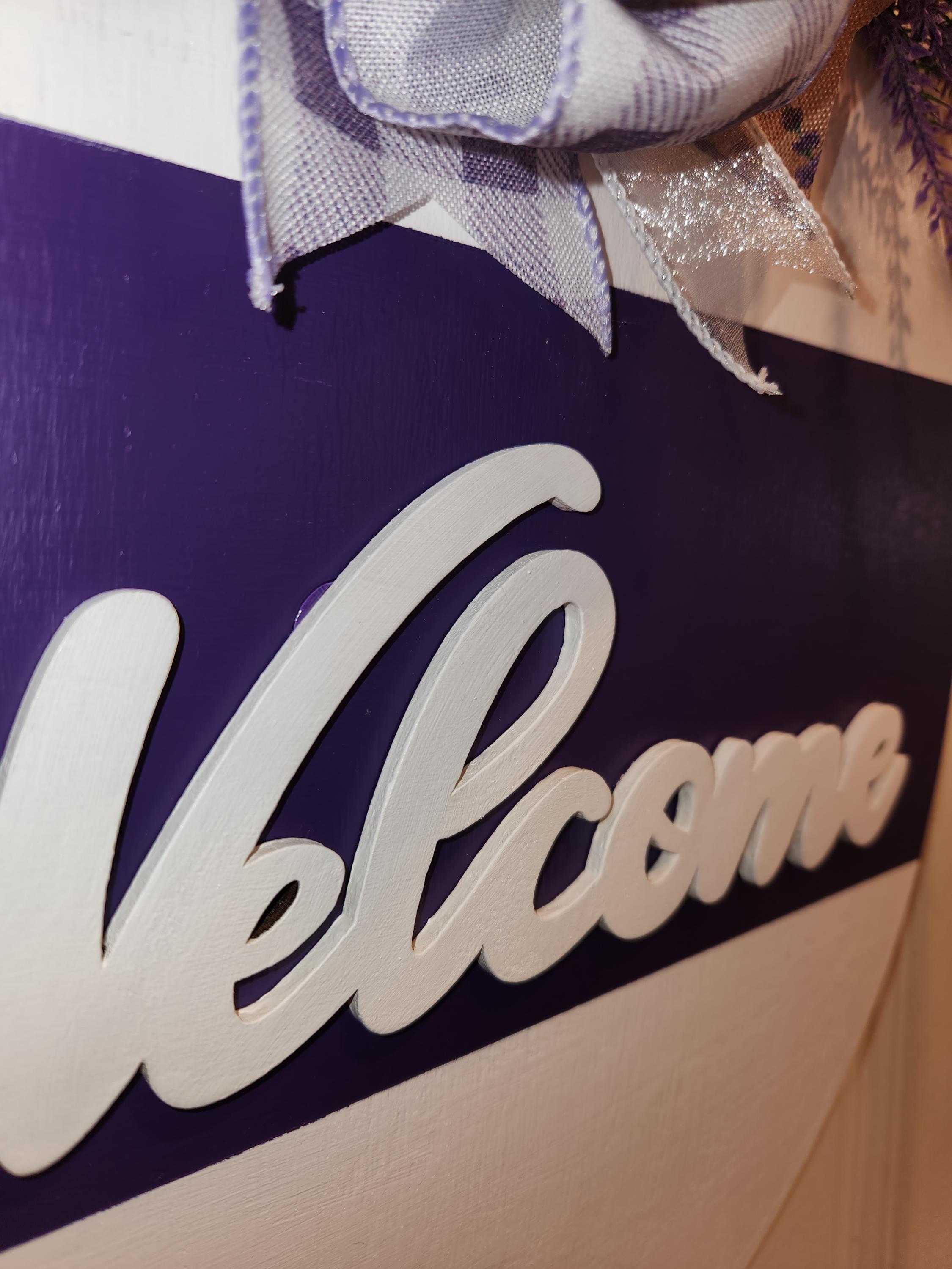 Welcome Round Sign Purple - Etsy