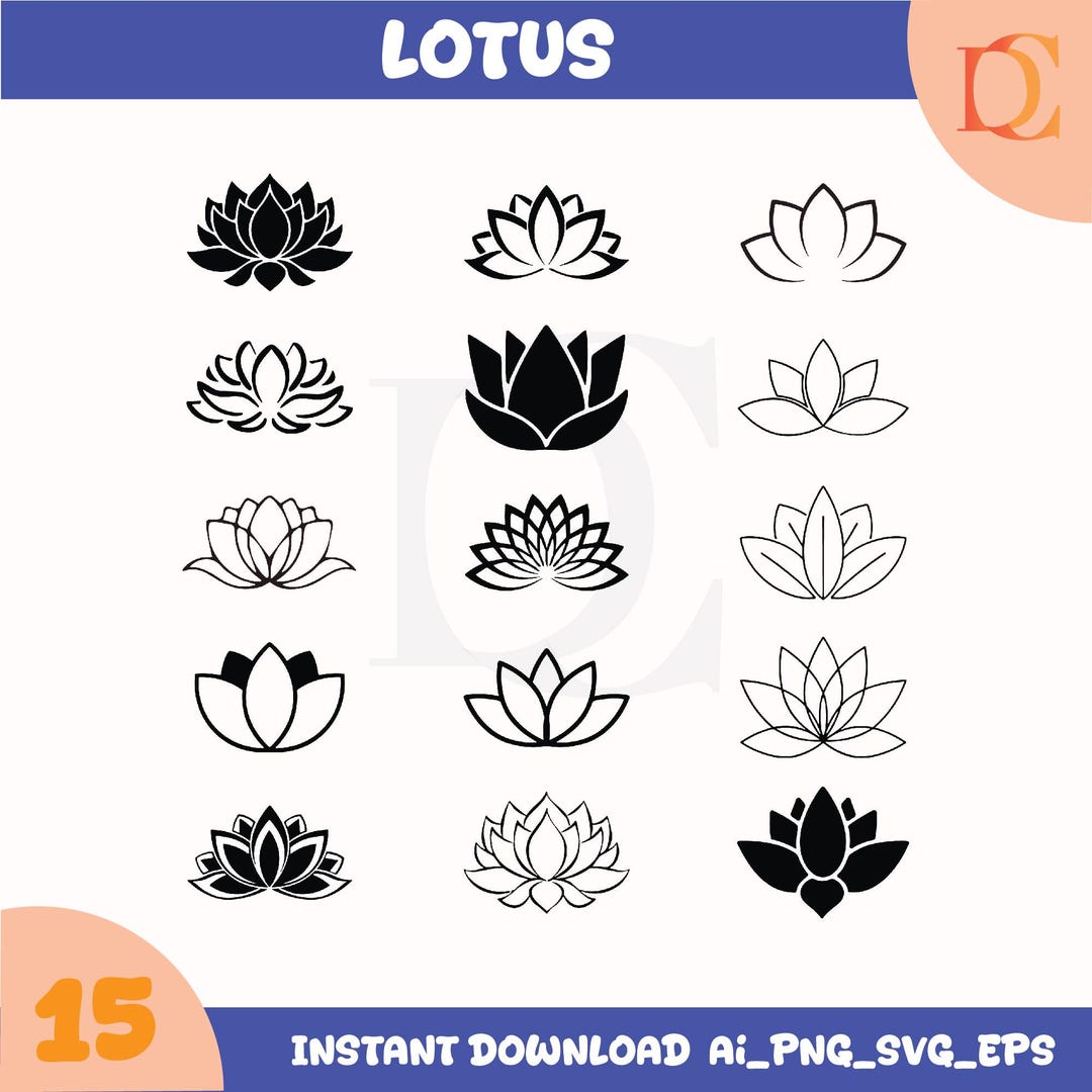 Lotus SVG Png, SVG Files for Cricut, Flower Clipart, Flowers SVG ...