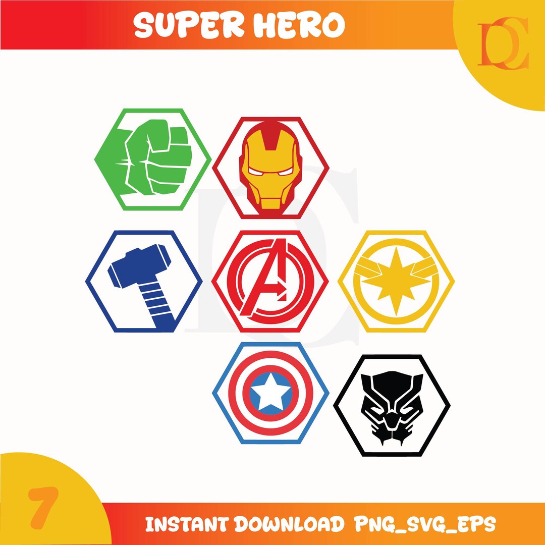 Superhero SVG Bundle | Super Hero Logos PNG, Heros Cut Files, Iron ...