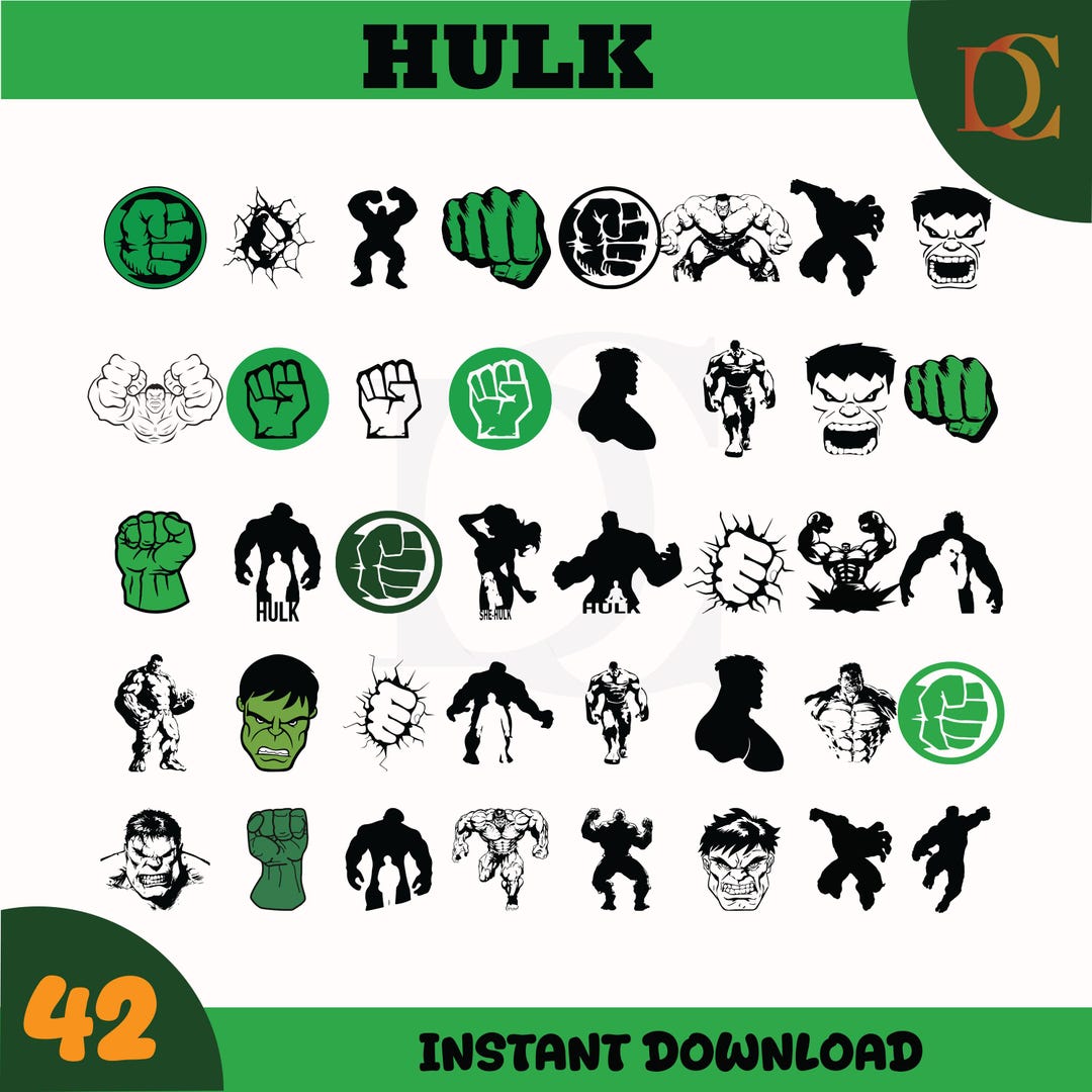 Strong Hero SVG Bundle, Green Smash Superhero Clipart, Muscle Punch ...