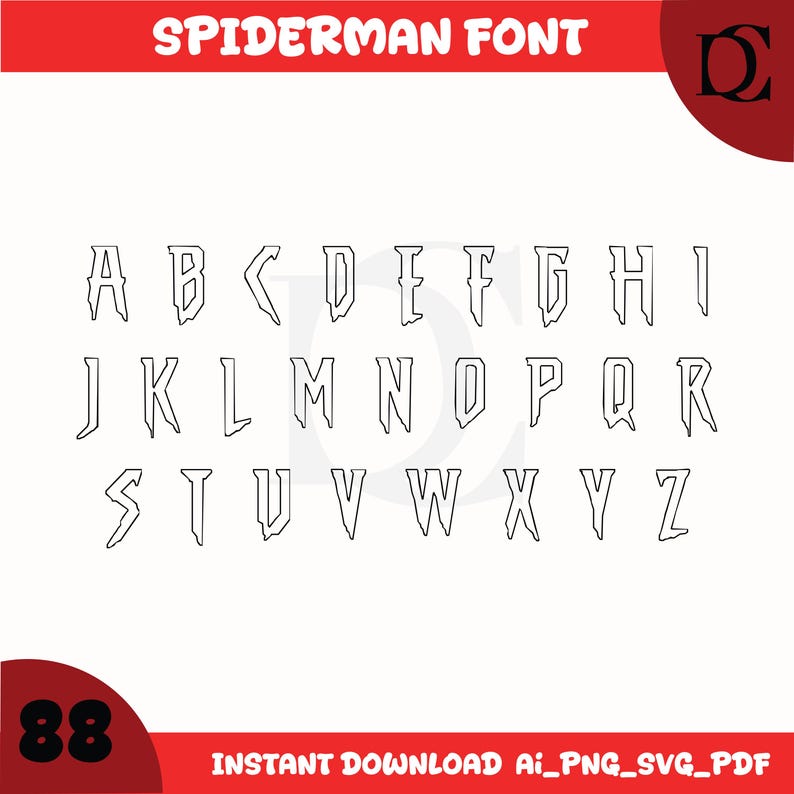 Spider Font SVG | Hero Alphabet PNG | Spider PDF | Digital Download ...