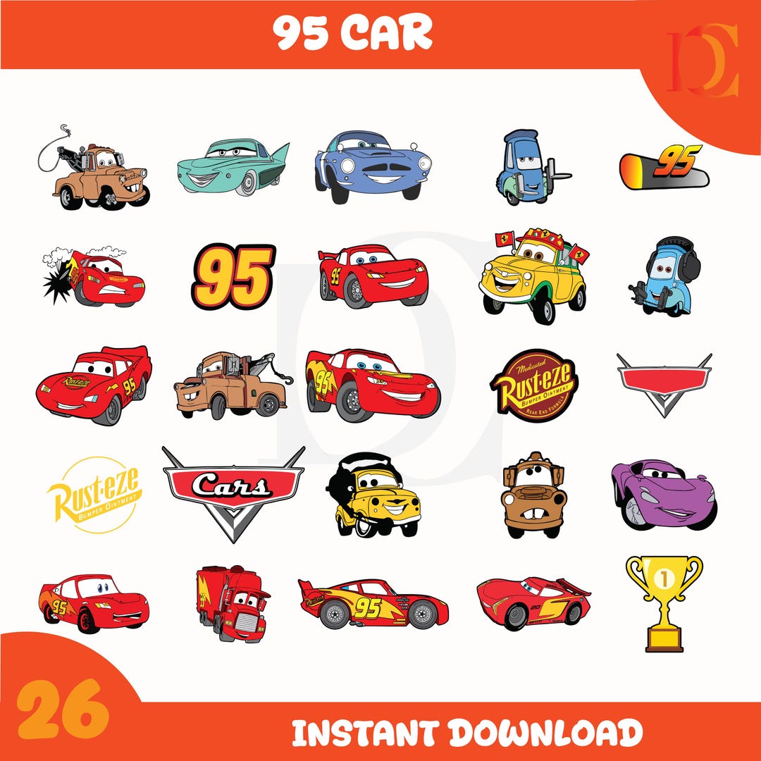 Cars SVG Bundle | Lightning Mcqueen SVG PNG | Tow Mater Sally Cruz ...