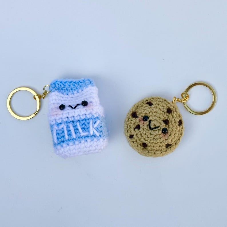 Milk & Cookie Amigurumi Keychain Set - Etsy