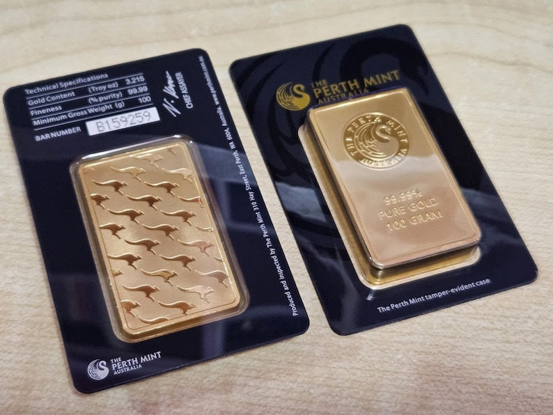 100 Gram Perth Mint Gold Bar Plated - Etsy