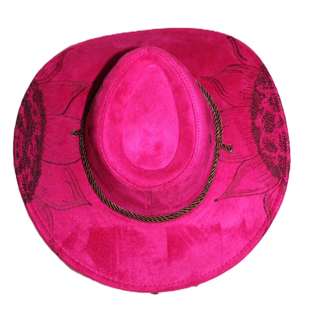 Hot Pink Cowboy Hat With Sunflower Sides - Etsy
