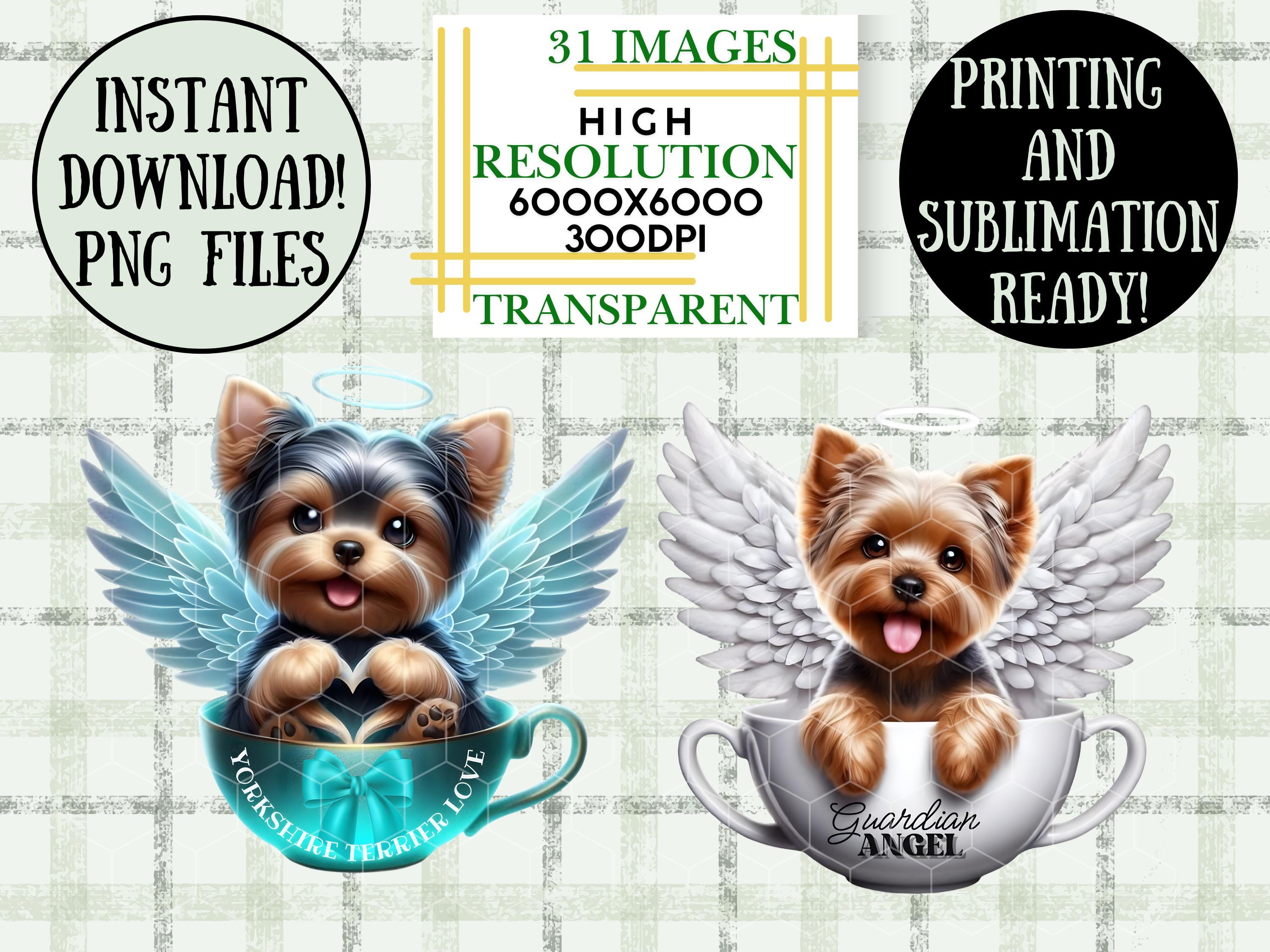 Puppy Dog Angel Wings of Heaven Yorkshire Terrier Clipart Bundle Yorkie ...