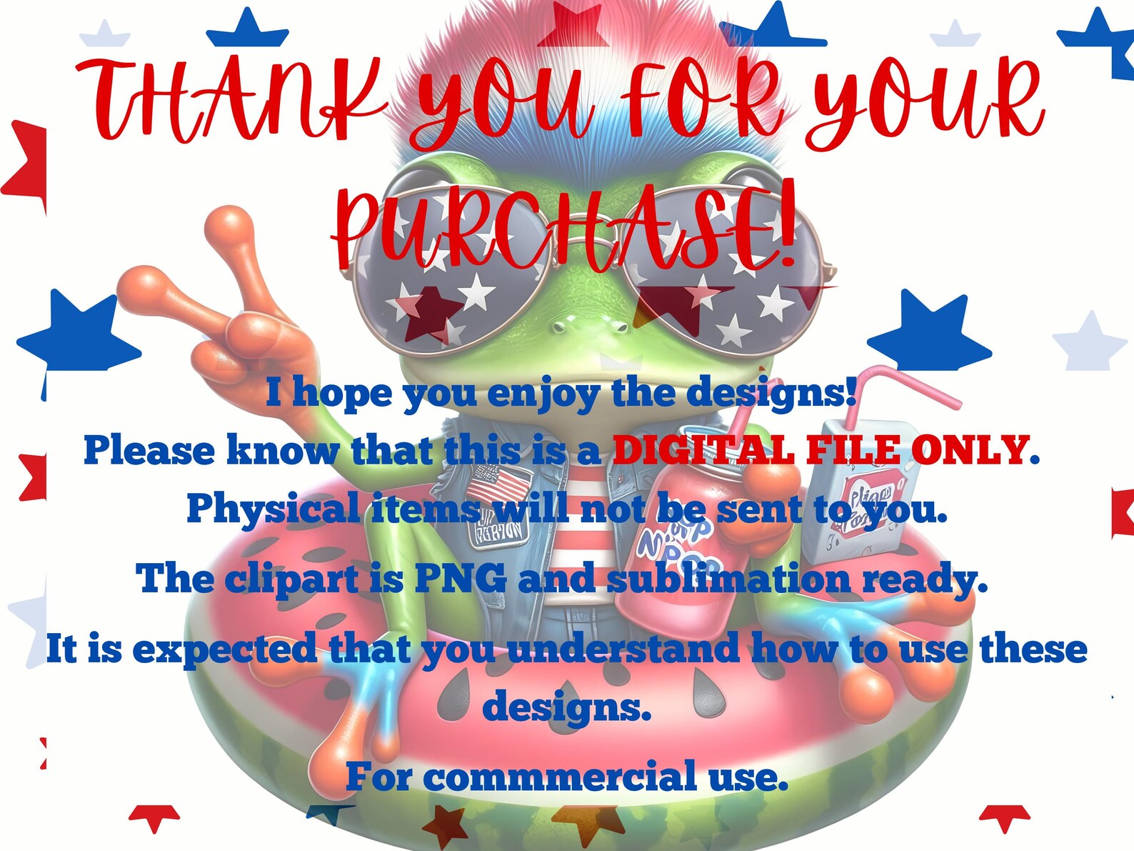 4th of July Frog With Mohawk Clipart Bundle, Patriotic Watermelon Float ...