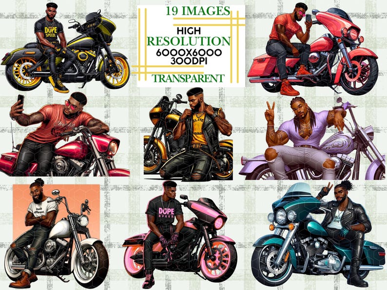Black Biker With Edgy Urban Fashion Clipart Men With Motorcycles Street ...