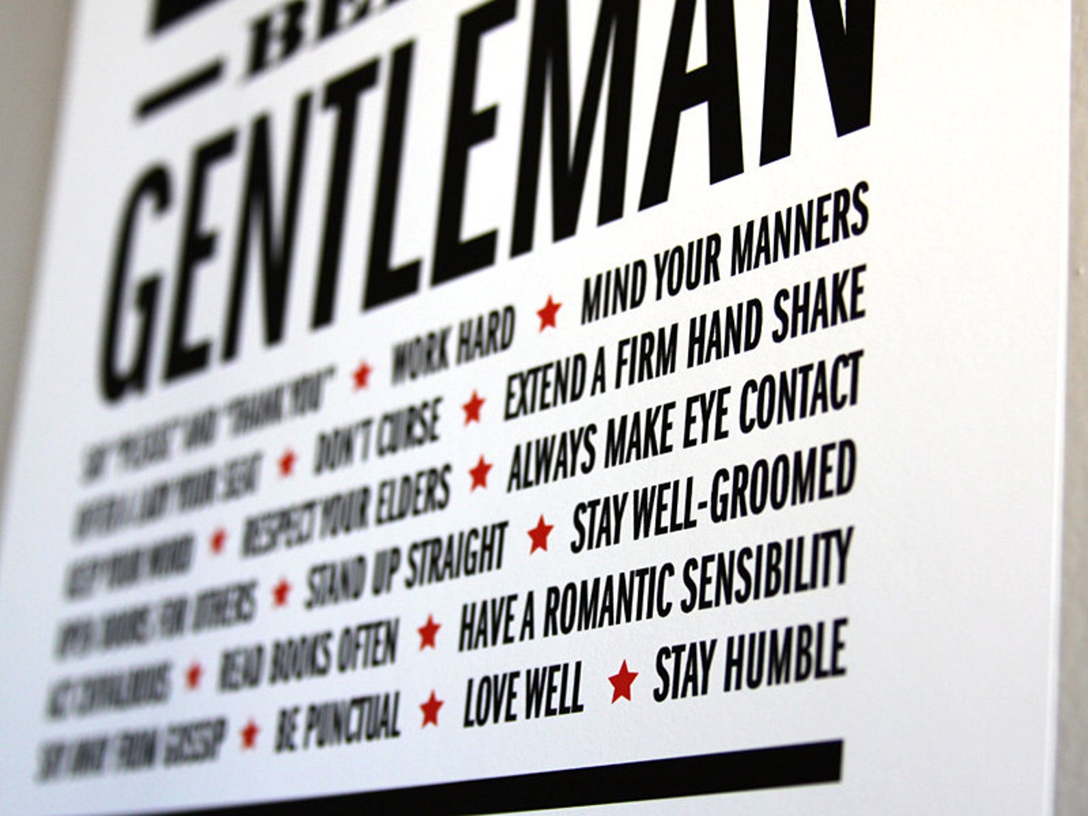 Gentleman Rules Print - 11x17 - Etsy