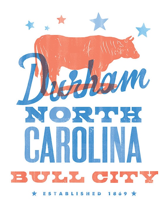 DURHAM BULL CITY Print 8x10 | Etsy