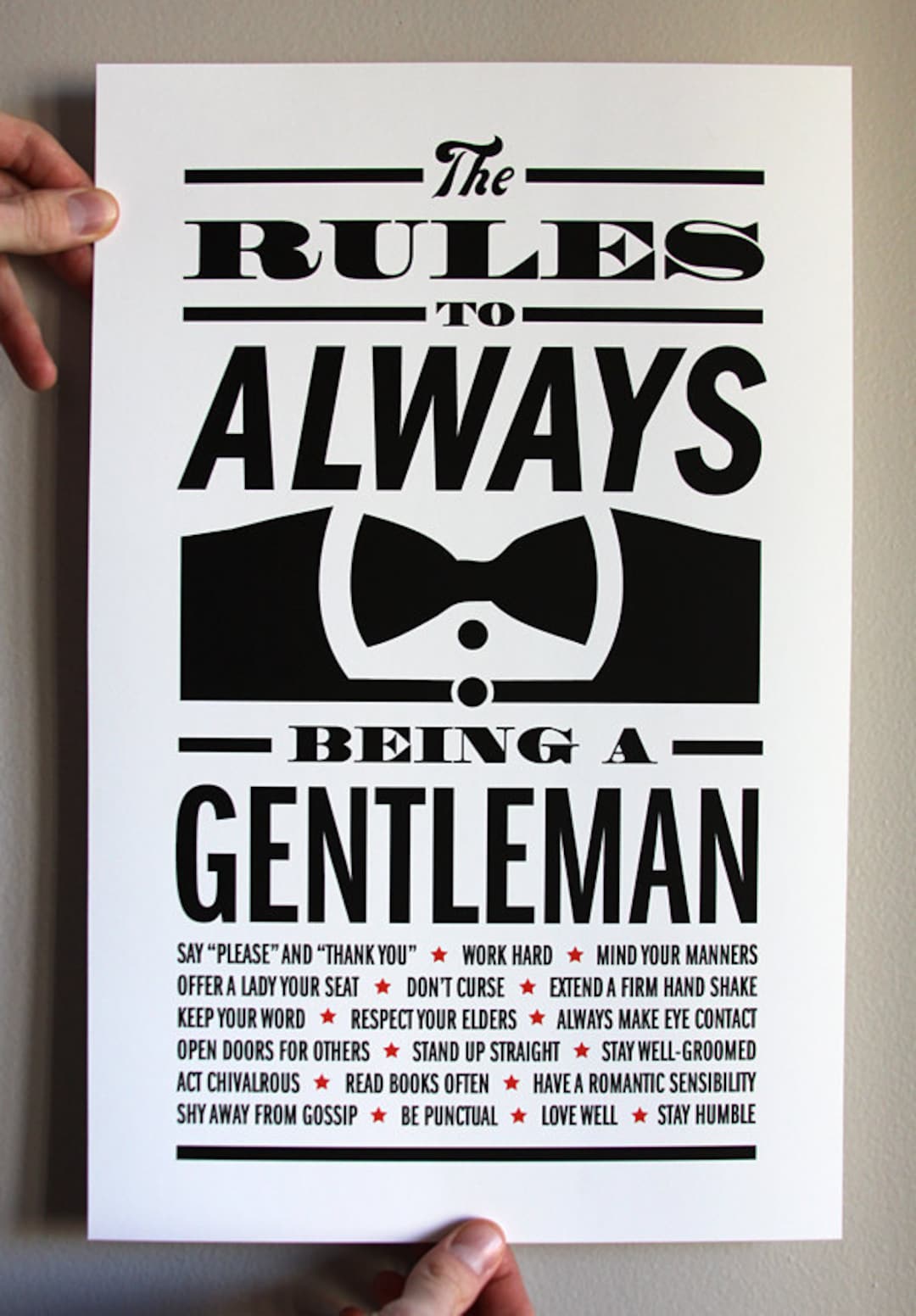 Gentleman Rules Print - 11x17 - Etsy