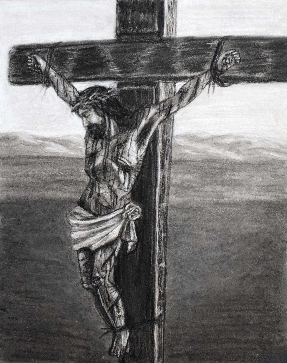 Christ Crucified Giclee Print - Catholic Charcoal Drawing - Etsy