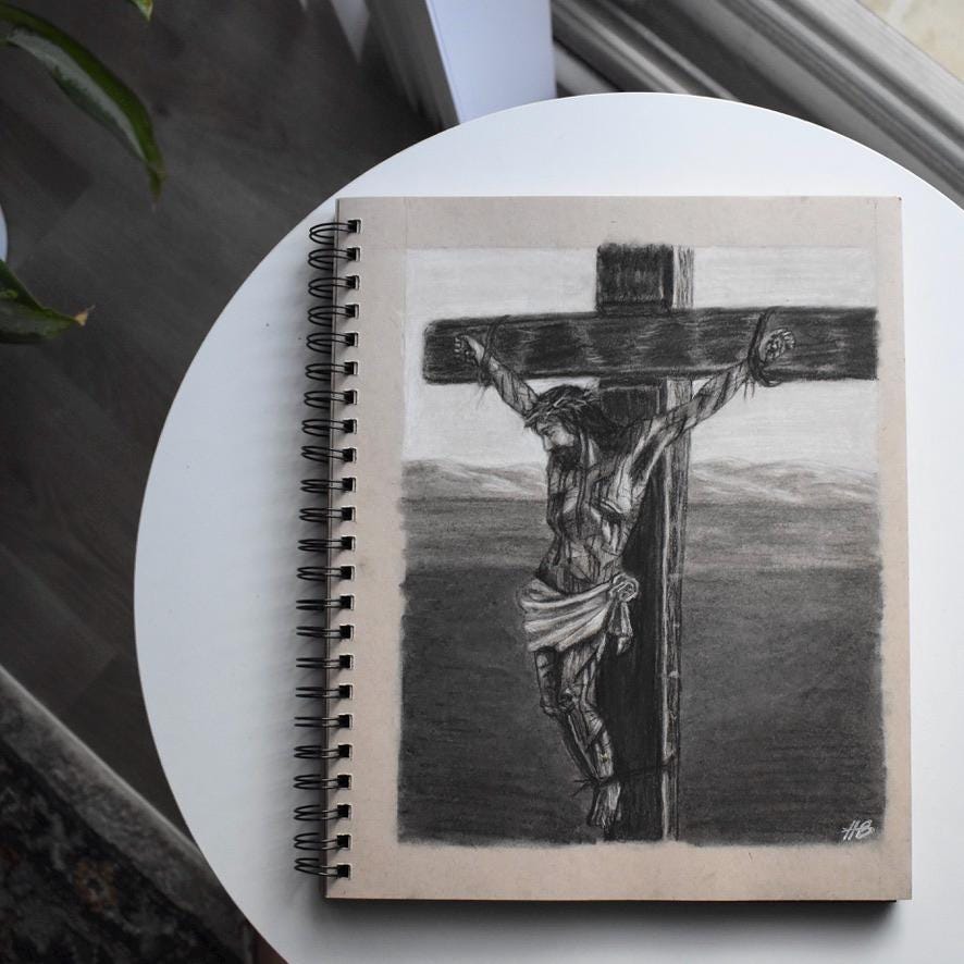 Christ Crucified Giclee Print - Catholic Charcoal Drawing - Etsy