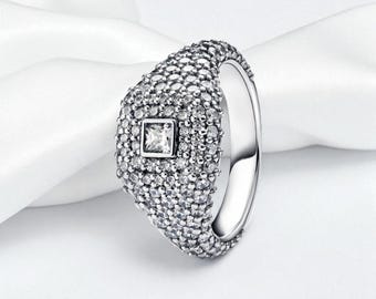 Square Cocktail Ring Pandora, Gift for Her, Charm Pendant, Best Gift ...