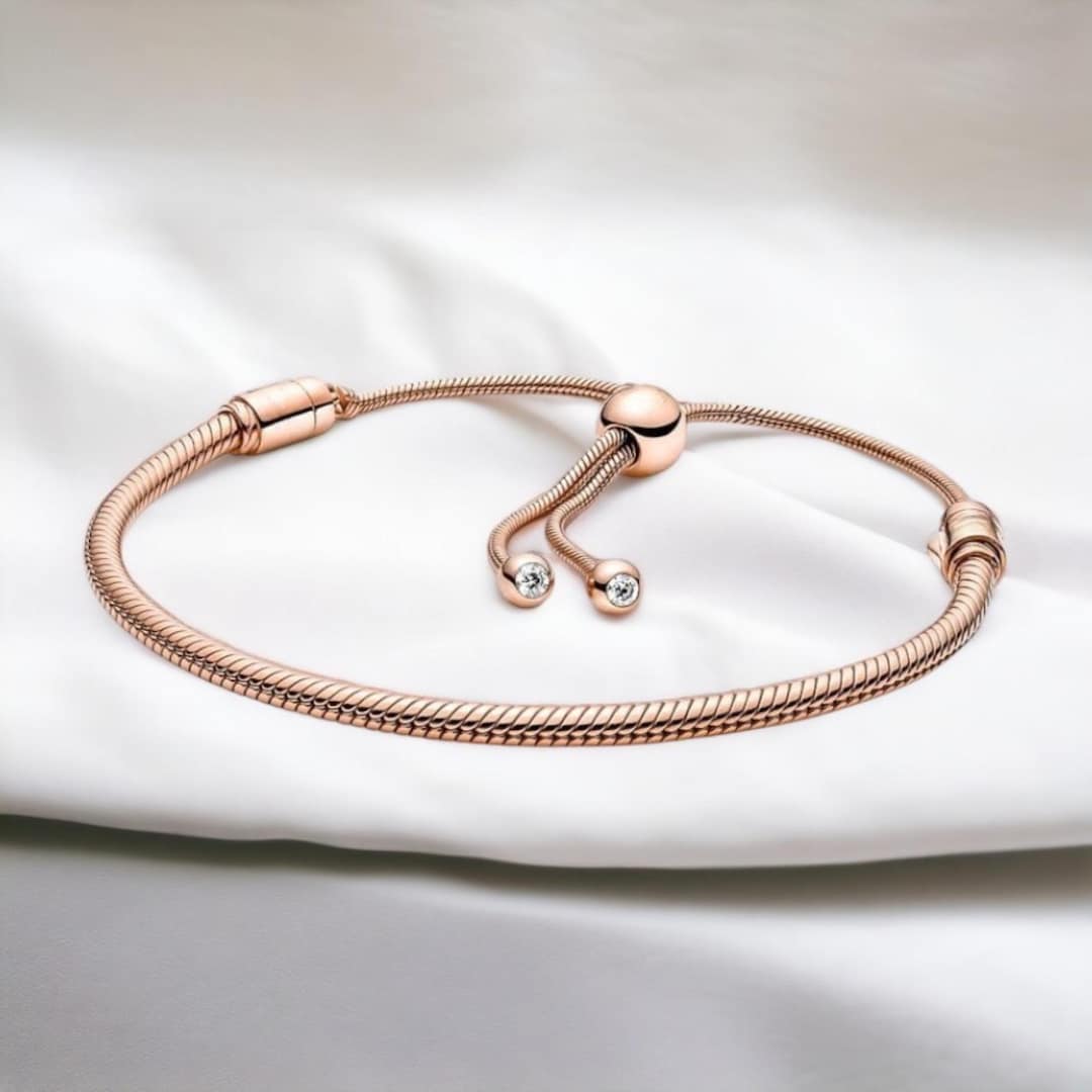 Delicate Rose Gold Slider Chain Bracelet, Snake Chain Bracelet, Gift ...