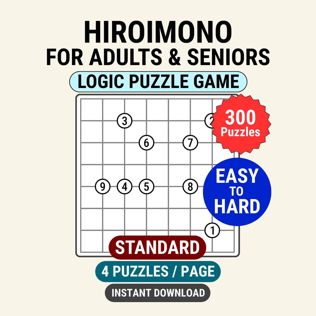 300 Puzzles Hiroimono Logic Puzzle Game for Adults Printable Activity ...