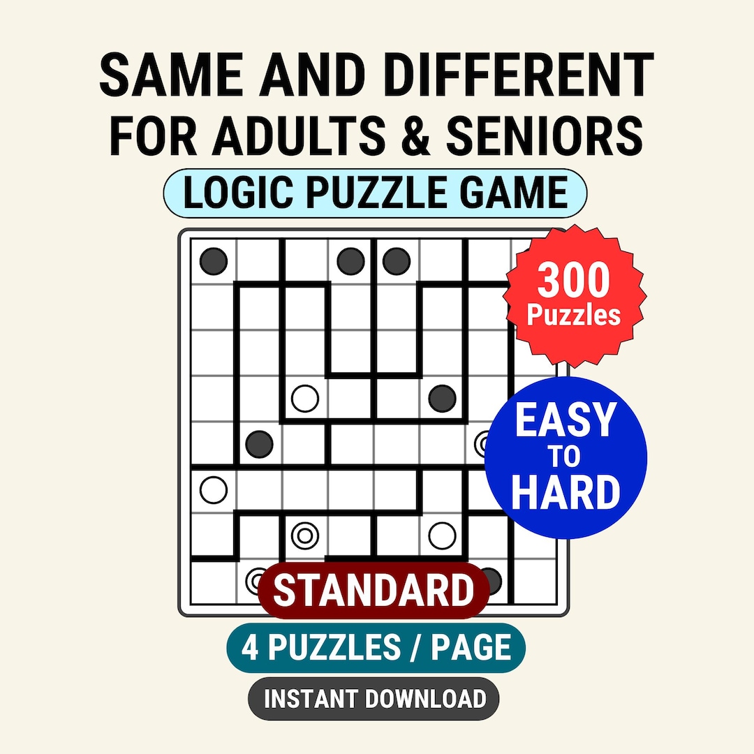300 Puzzles Same and Different Logic Puzzle Game for Adults Printable ...