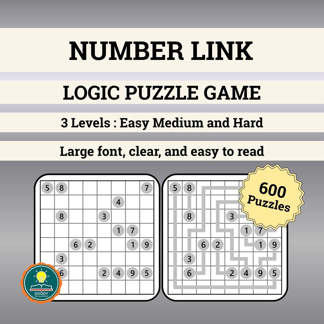 Number Link Logic Puzzle Game: 600 Puzzles for Adults (digital Download ...