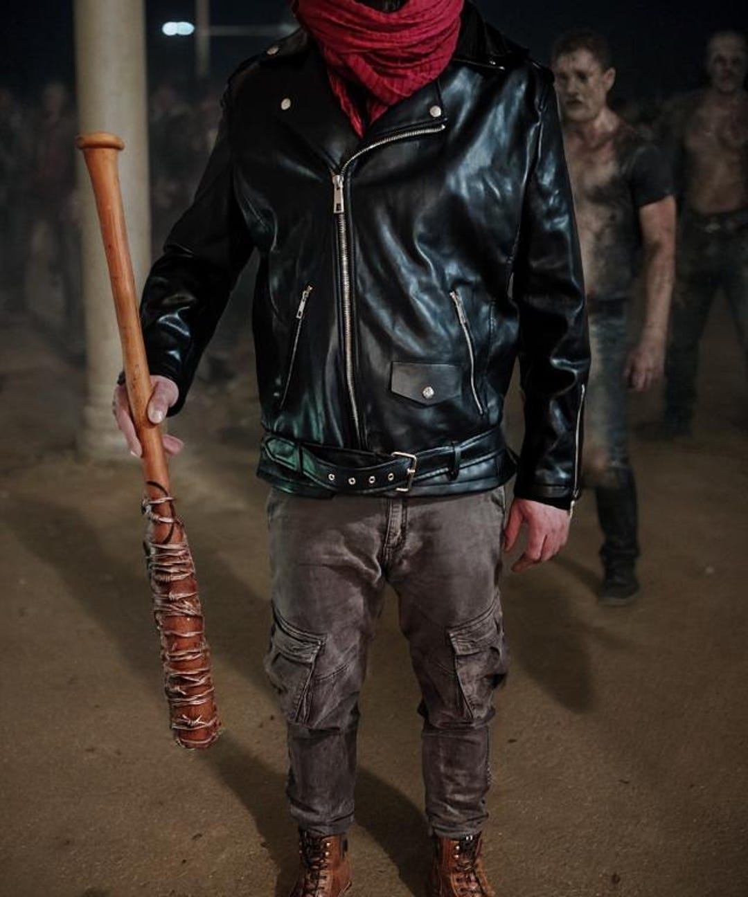 The Walking Dead Negan Costume Pack bat, Biker Jacket, Scarf, Gloves ...