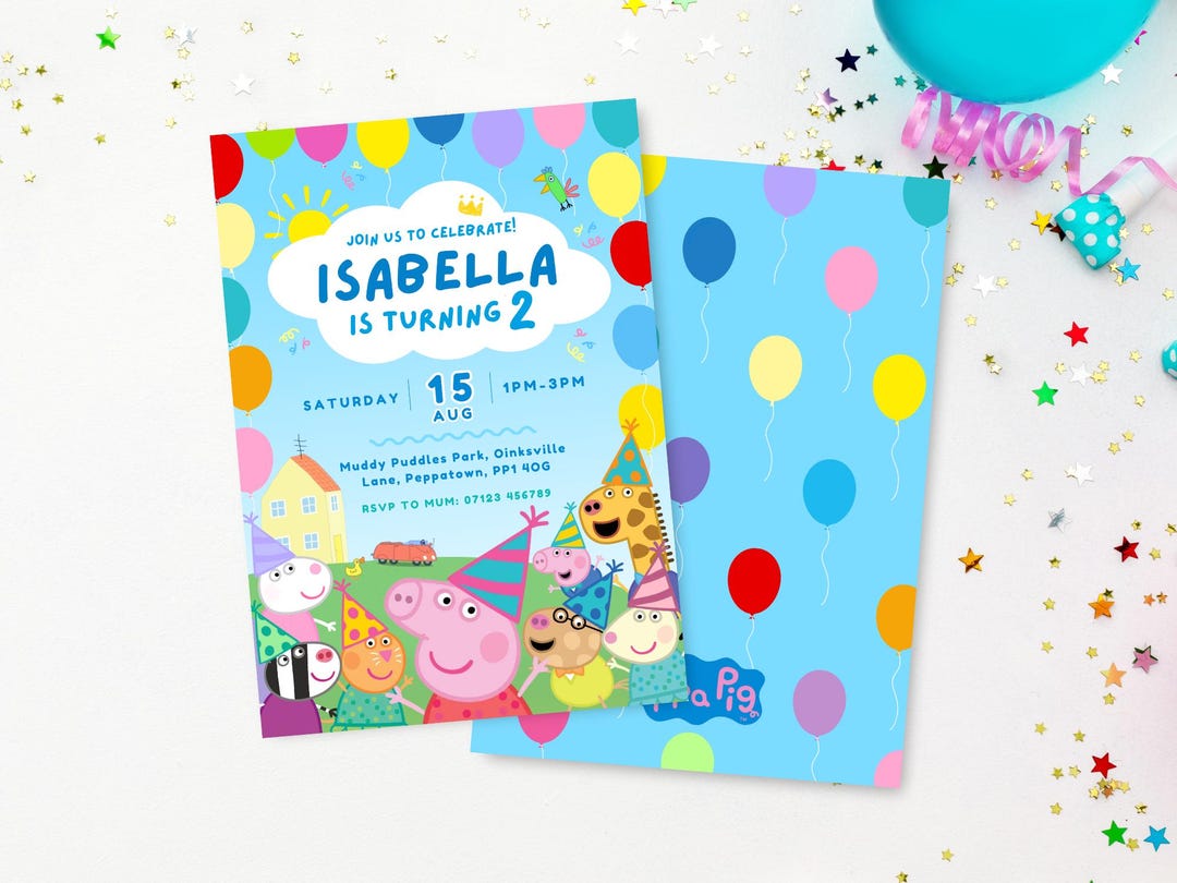 Editable Peppa Pig Birthday Invitation Peppa Pig Invite Digital ...