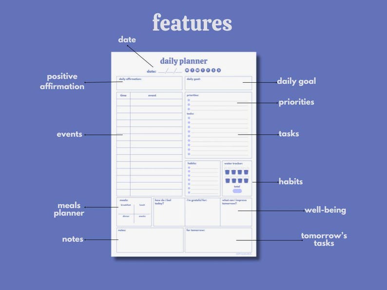 Daily Planner Digital Download – Printable Daily To-do List, Undated ...