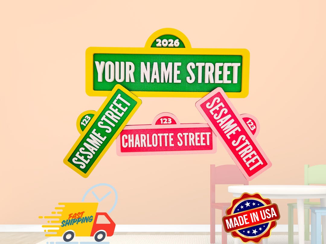 Personalized Street Name Sign | 3D Printed Wall Decor | Custom Kids ...