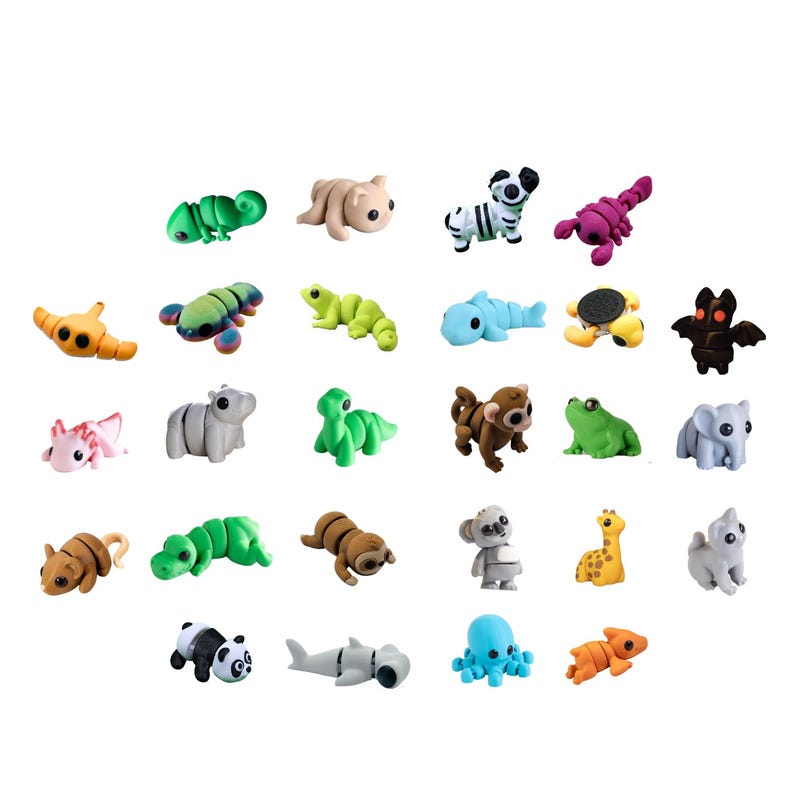 51pc Mini Animal Mystery Pack, Pocket Pet Fidget Toys, 3D Printed Mini ...