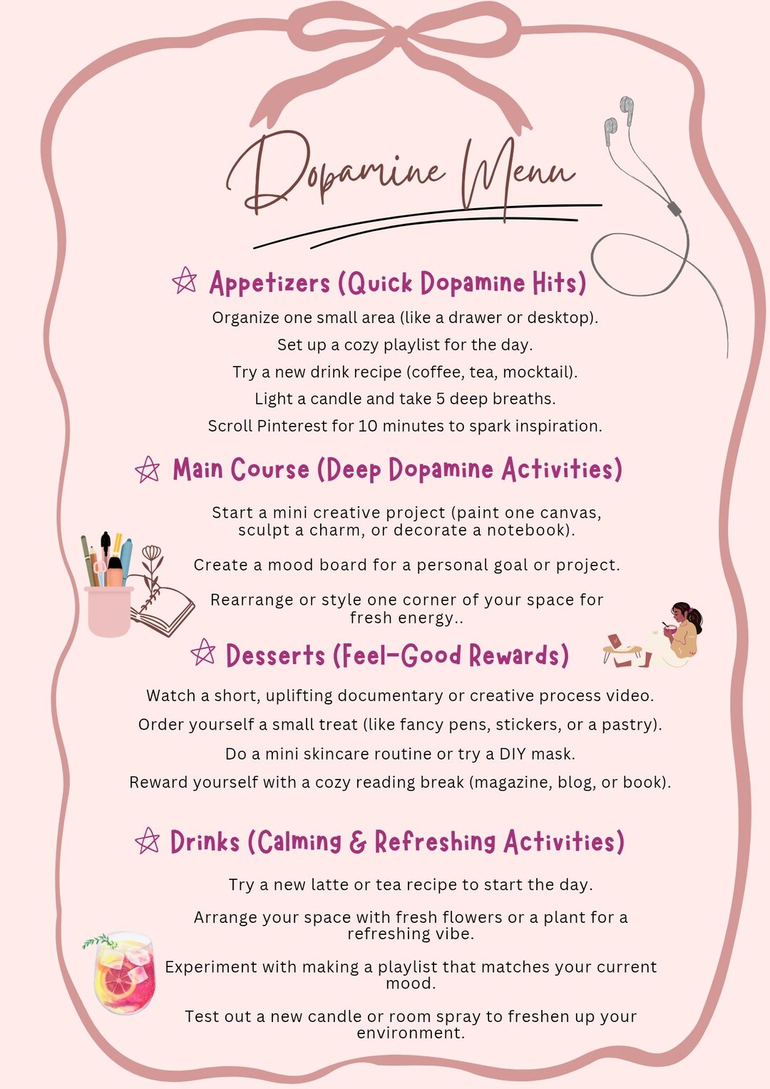 Dopamine Menu Planner | ADHD Printable Digital Download | Girls’ Night ...
