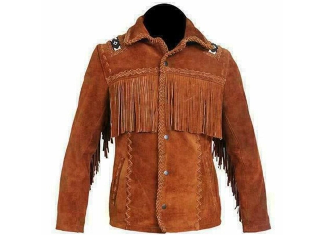 Handmade Men’s Western Fringe Jacket – Native American Cowboy Style ...
