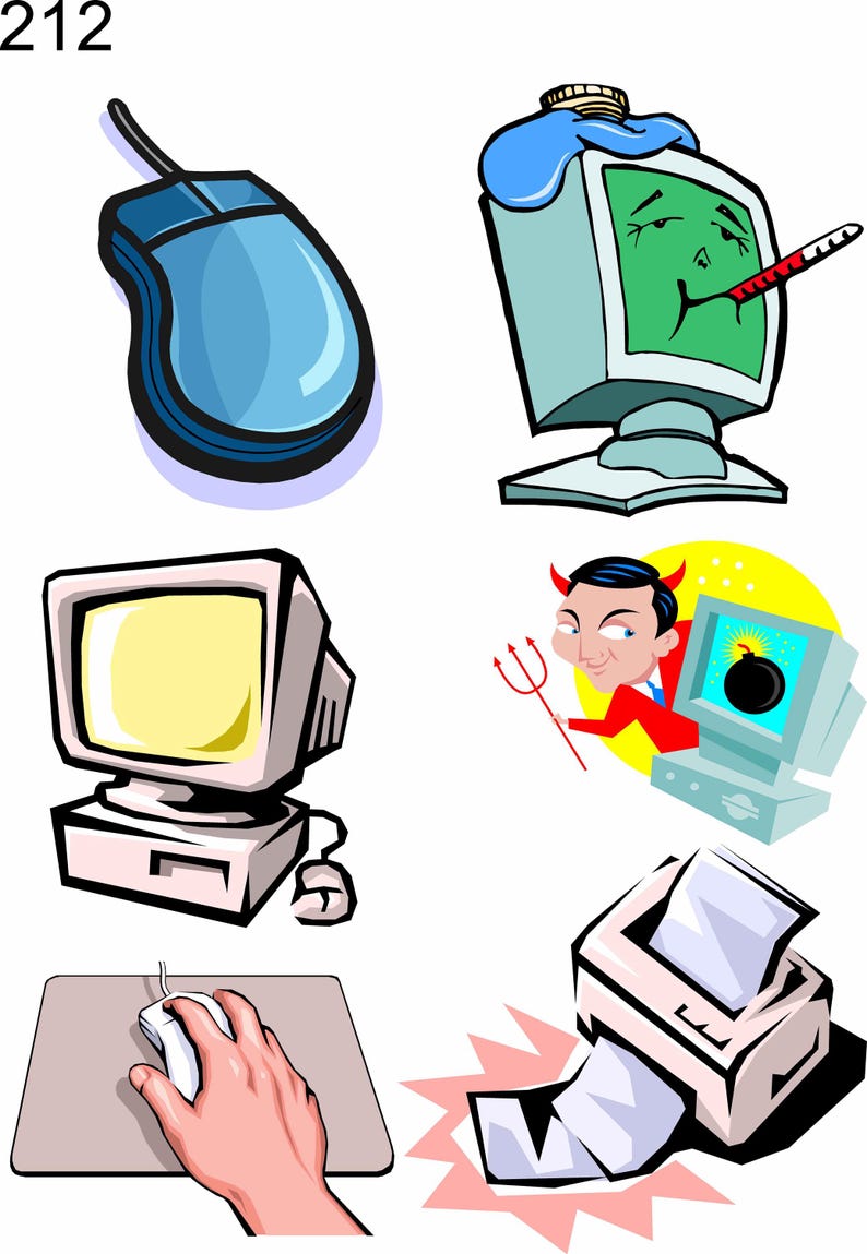 Computer Mouse. Monitor. Devil Monitor. Sick Monitor. Printer - Etsy