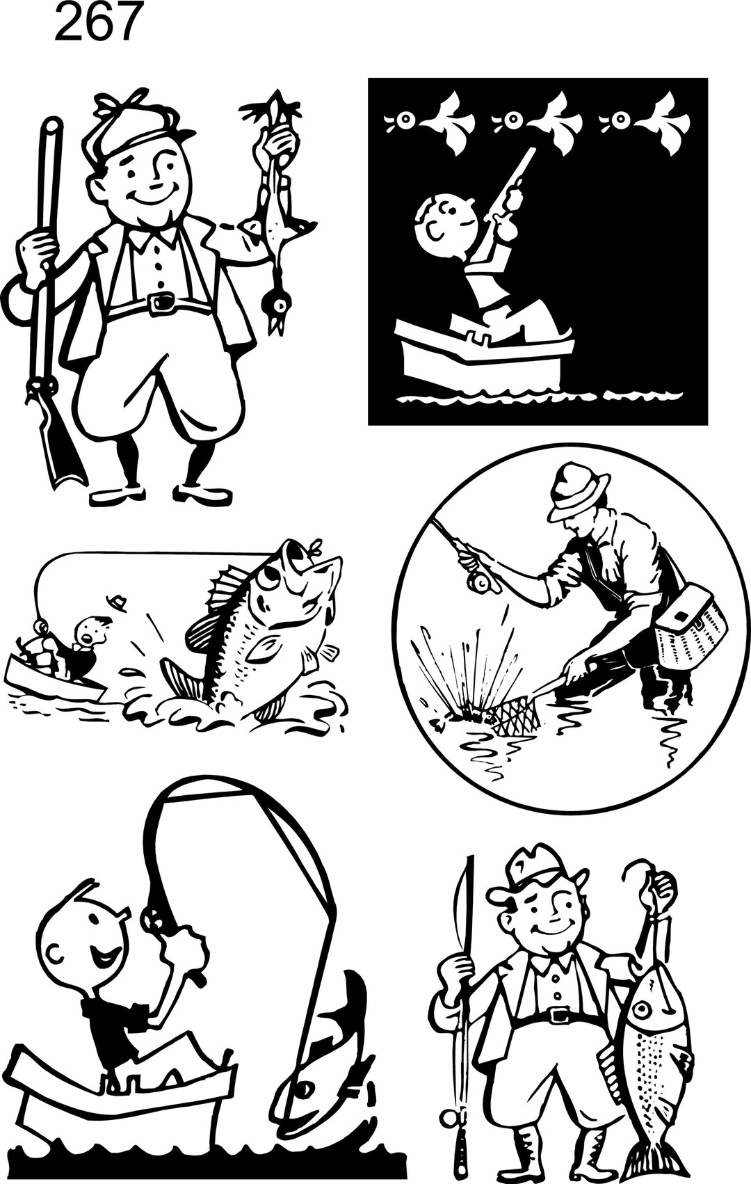 Vintage Fishing Clip Art. Vintage Hunting Clip Art - Etsy