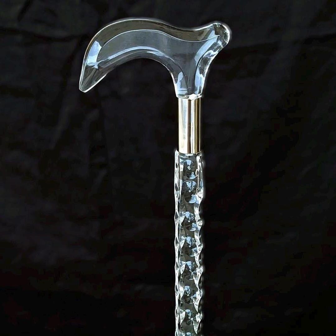 Handcrafted Clear Acrylic Walking Cane, Elegant Transparent Walking ...