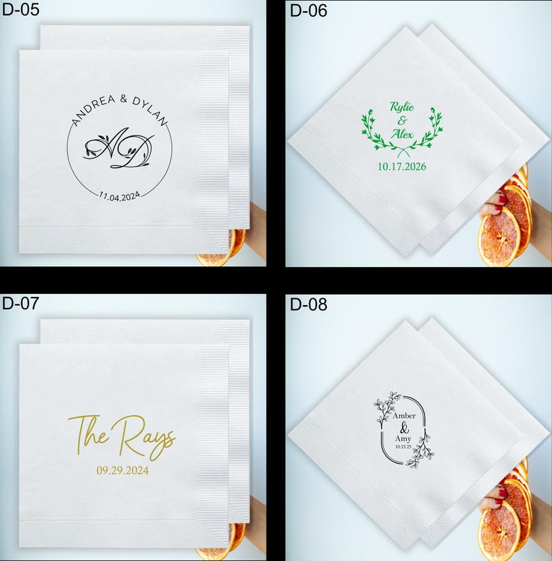 Personalized Wedding Napkins Custom Monogram, Party Favors, Logo ...