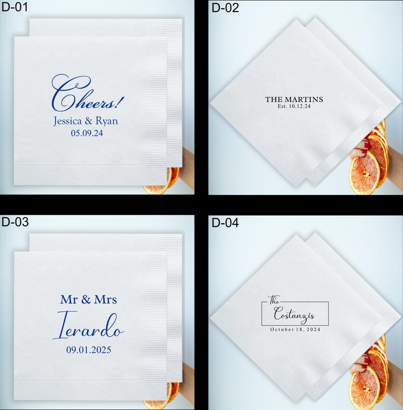 Custom Wedding Napkins Personalized Monogram, Party Favors, Logo ...