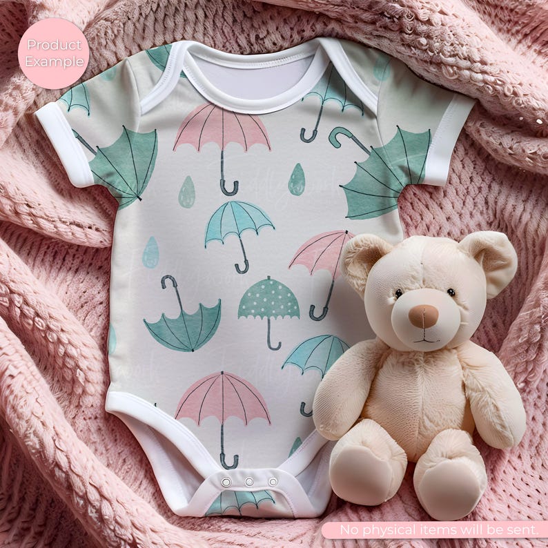 Watercolor Umbrella Seamless Pattern | Rainy Day Digital Paper Pink and ...