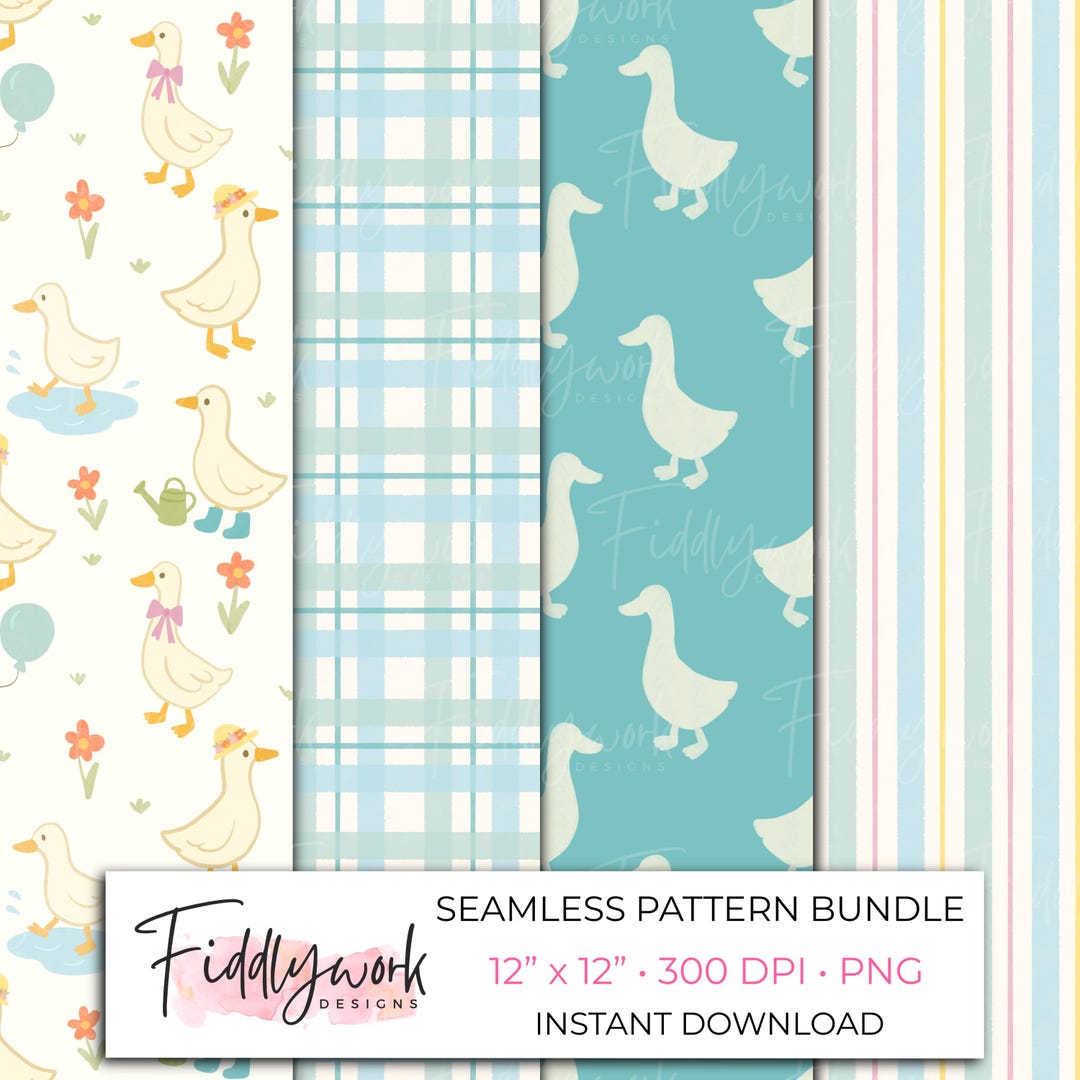 Silly Goose Seamless Pattern Bundle – Pastel Spring Digital Papers With ...