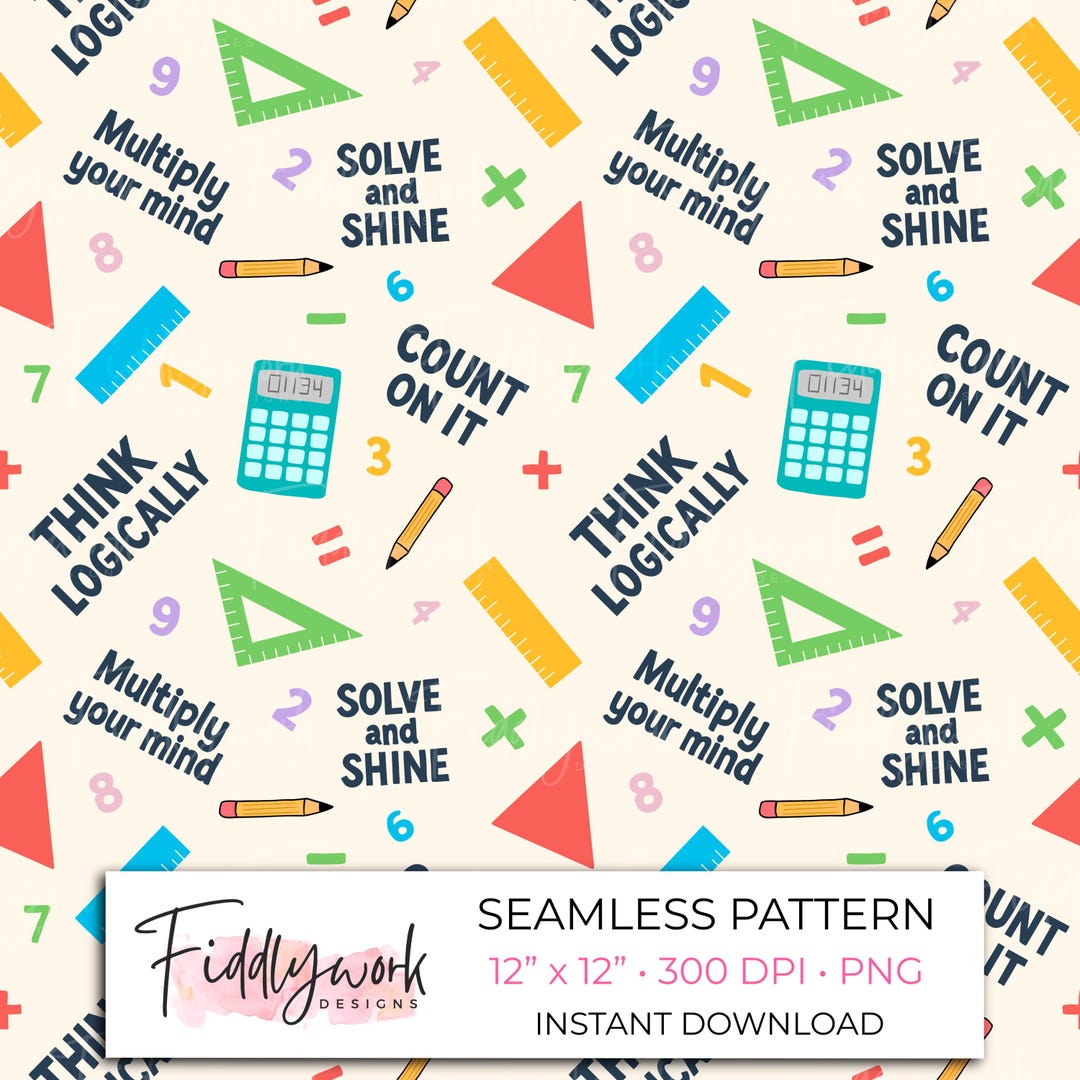 Math Back to School Seamless Pattern | STEM Digital Paper for Fabric ...