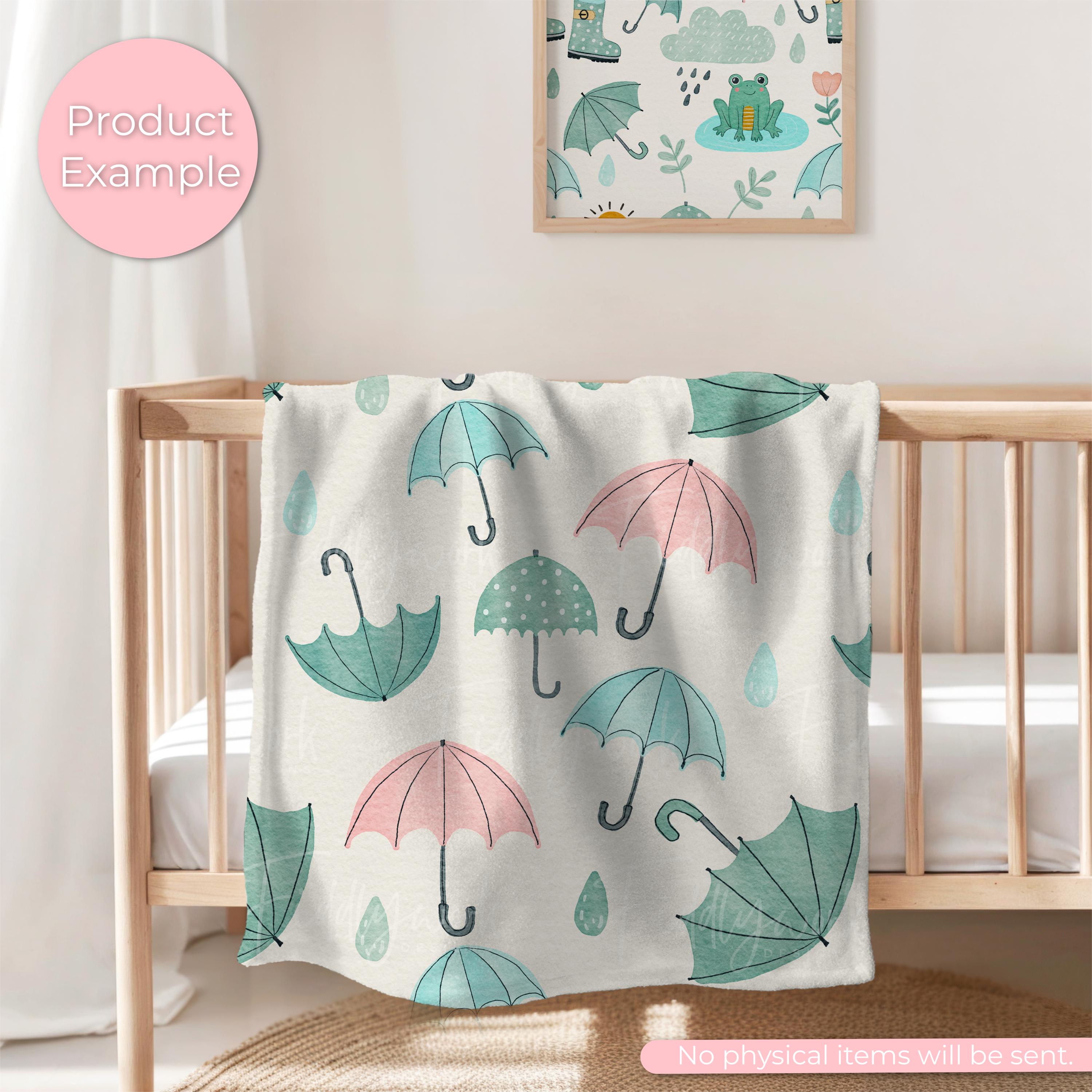 Watercolor Umbrella Seamless Pattern | Rainy Day Digital Paper Pink and ...