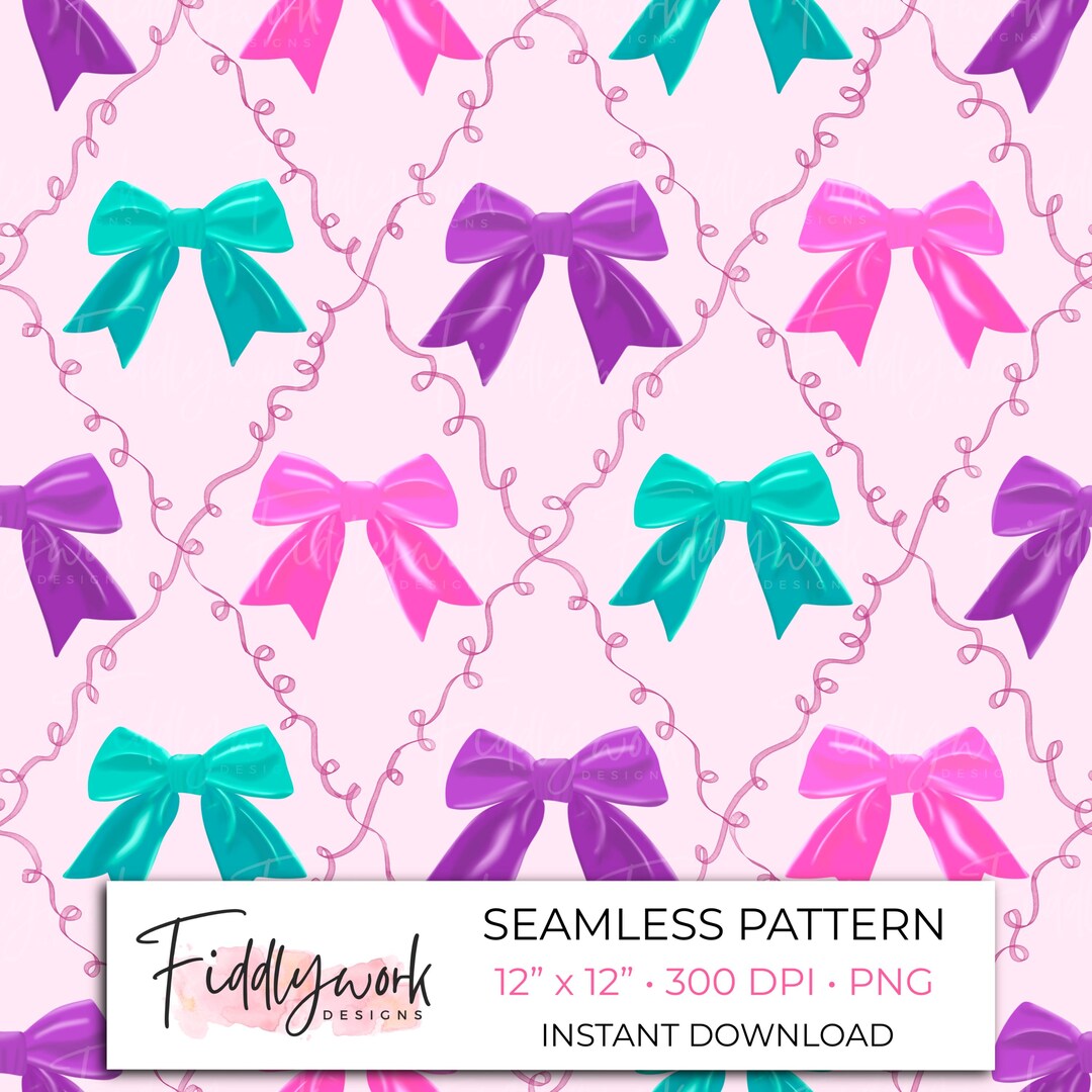 Coquette Bow Seamless Pattern | Ribbon Diamond Pattern Digital Paper ...