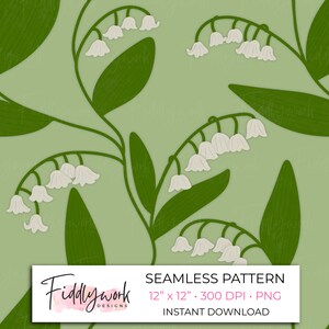 May Lily of the Valley Seamless Pattern | Birth Month Flower Digital ...