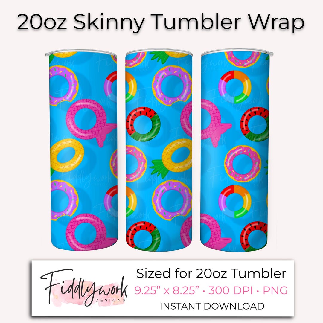 Pool Float Tumbler Wrap PNG | 20 Oz Skinny Tumbler Sublimation Summer ...