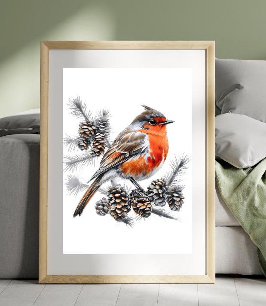Robin Line Drawing Digital Download | Robin Redbreast Art | Bird Sketch ...