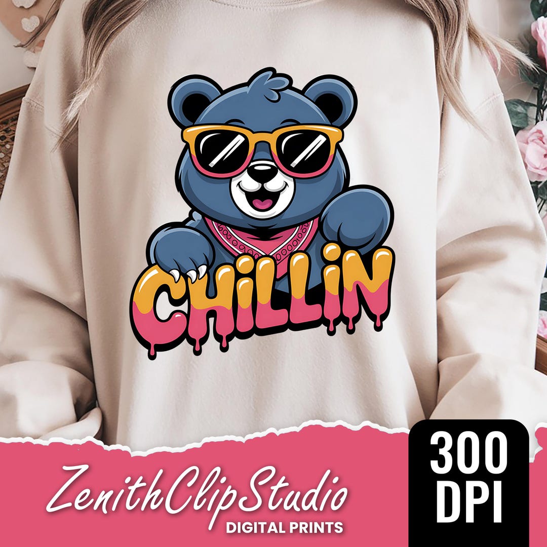 Chillin Teddy Bear PNG: Trendy Graphic Clipart (digital Download) - Etsy