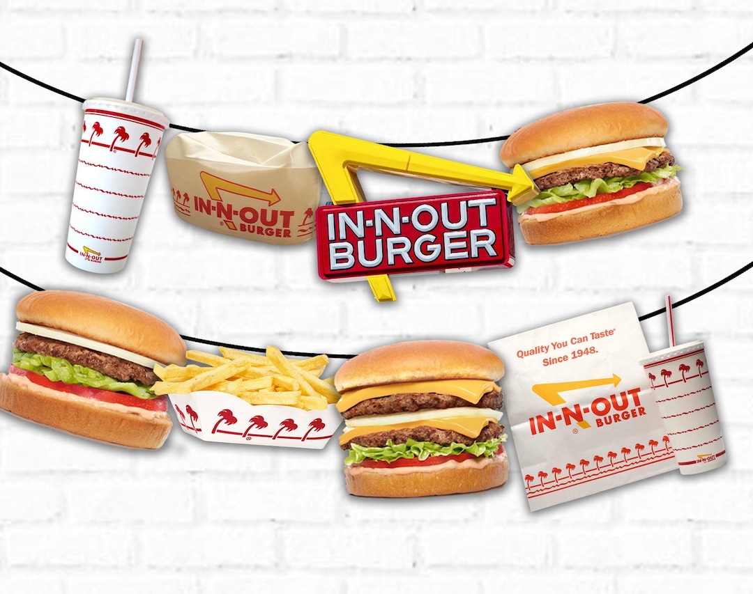 In N Out Party Banner | Printable Bunting Decor (digital Download) - Etsy