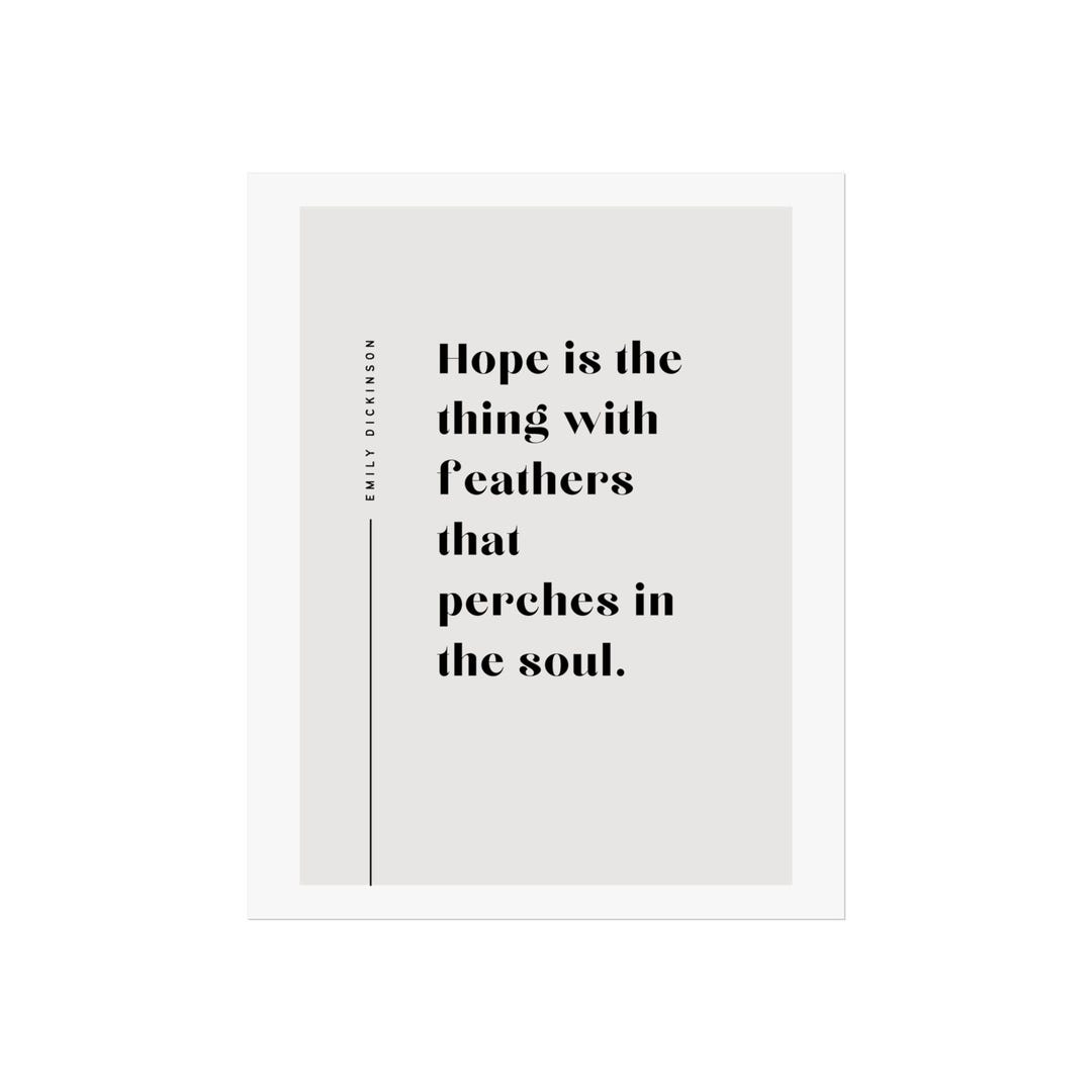 Emily Dickinson Quote Poster - Hope is the Thing With Feathers ...