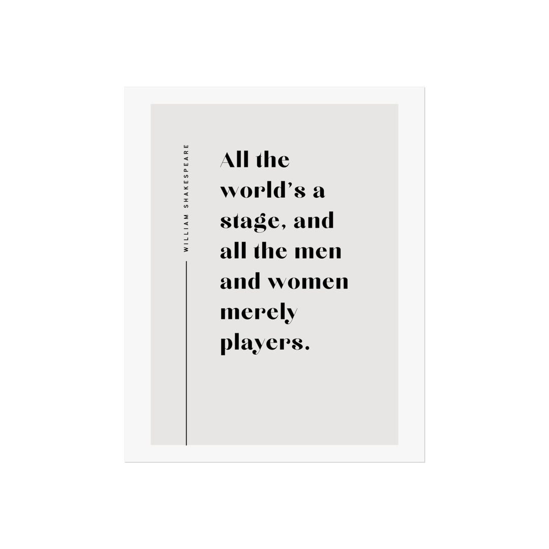 William Shakespeare Quote Poster - All the World's a Stage - Philosophy ...