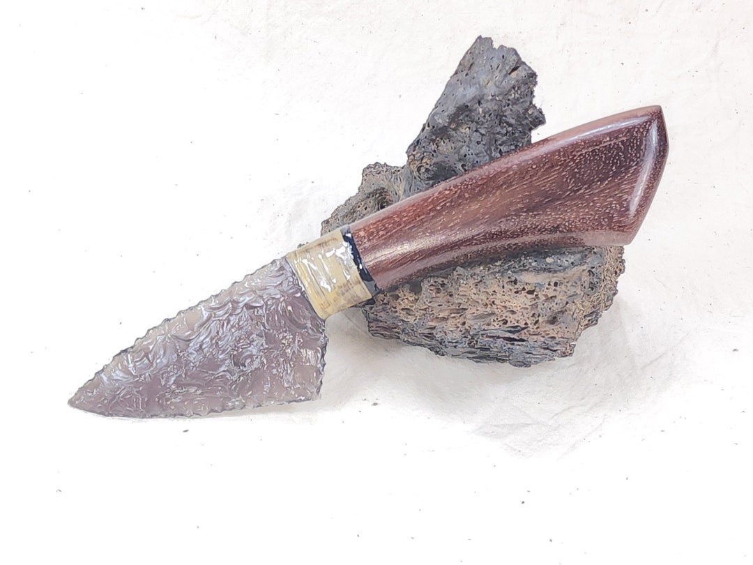 Rare Pink Lady Obsidian Knife With Katalox Handle - Flintknapped - Hand ...