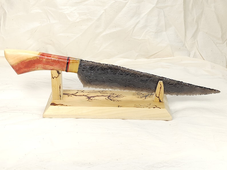 Rainbow Obsidian Knife With Flame Box Elder Handle - Flintknapped ...
